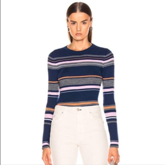 Frame Denim | Sweaters | Frame Multi Striped Merino Wool Blend Sweater ...
